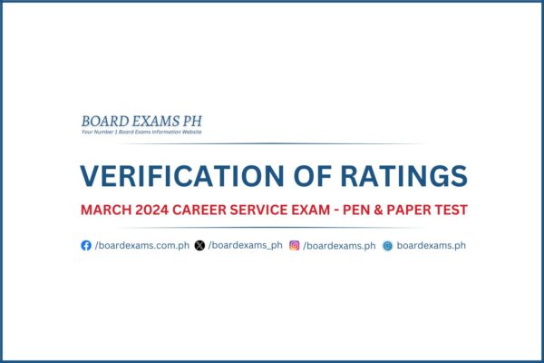 Verification of Rating (OCSERGS): March 2024 Civil Service Exam – Civil ...