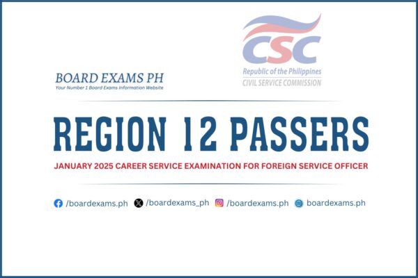 REGION 12 PASSERS: January 2025 Career Service Examination for Foreign ...