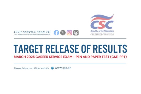 TARGET RELEASE OF RESULTS: August 2025 Career Service Exam – Pen ...
