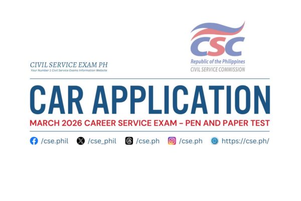 CAR (Application Process): March 2026 Career Service Exam – Pen and ...