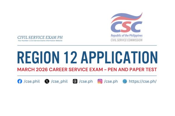 REGION 12 (Application Process): March 2026 Career Service Exam – Pen ...