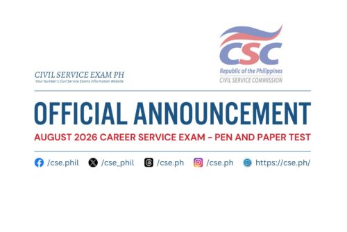 OFFICIAL ANNOUNCEMENT: August 2026 Career Service Exam – Pen and Paper ...