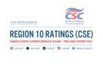 REGION 10 RATINGS: March 2026 Career Service Exam – Pen and Paper Test ...