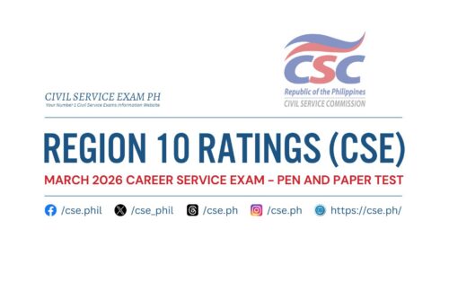 REGION 10 RATINGS: March 2026 Career Service Exam – Pen and Paper Test ...