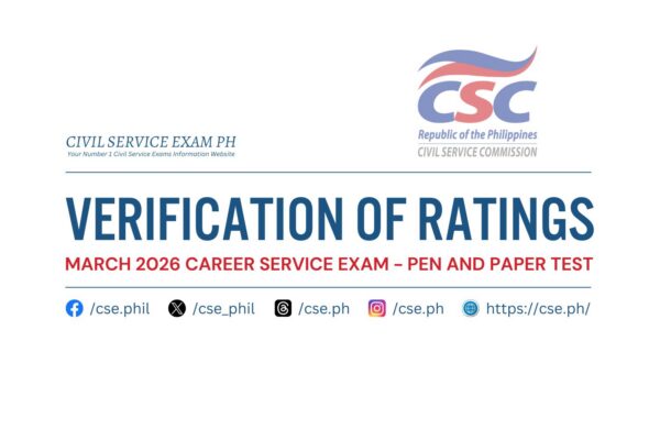 VERIFICATION OF RATINGS: March 2026 Career Service Exam – Pen and Paper ...